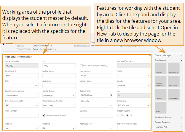 Access and Review a Student Profile