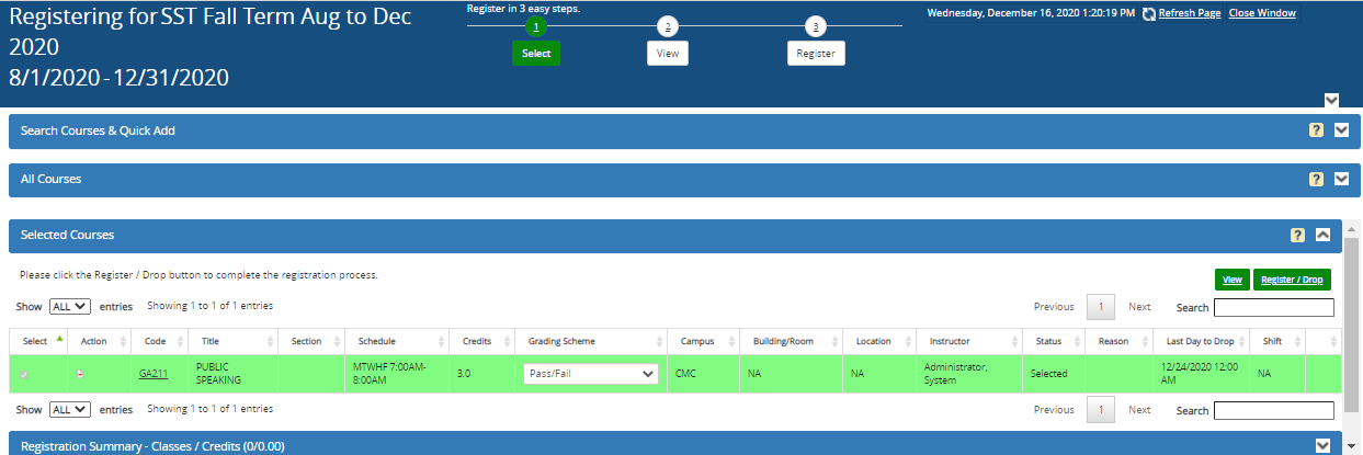 Step 1 - Select Courses