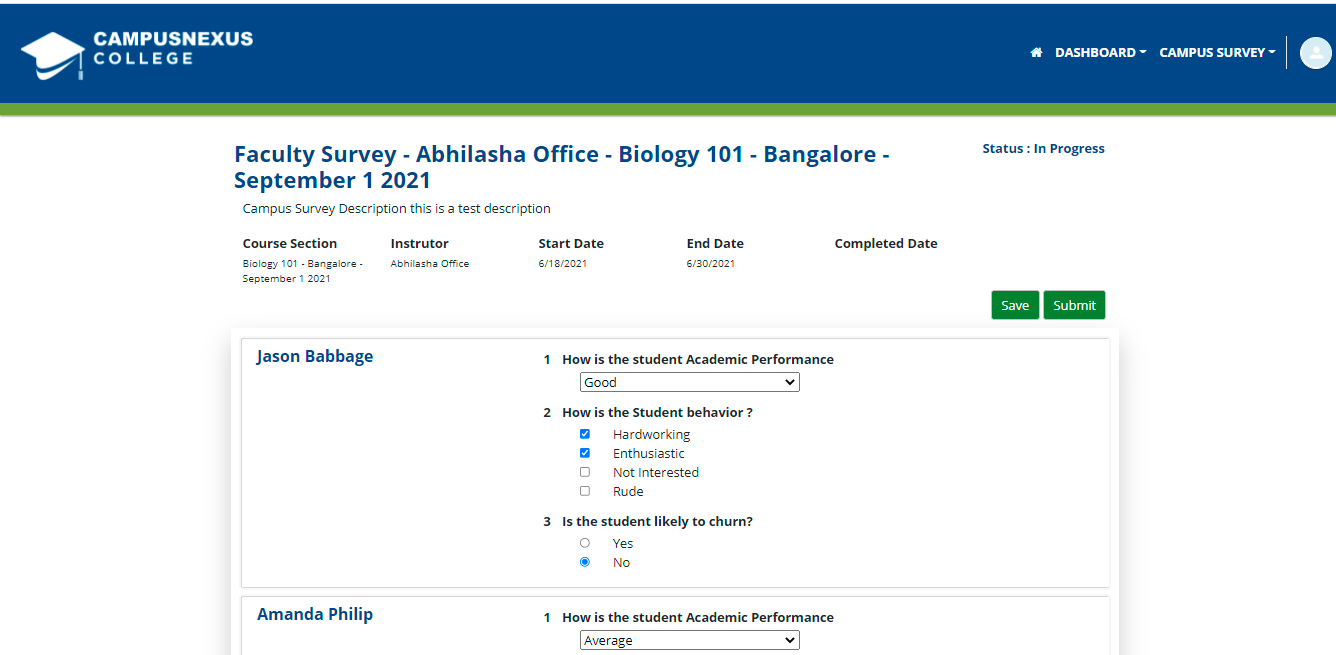 Use Cases for Using Campus Survey Responses